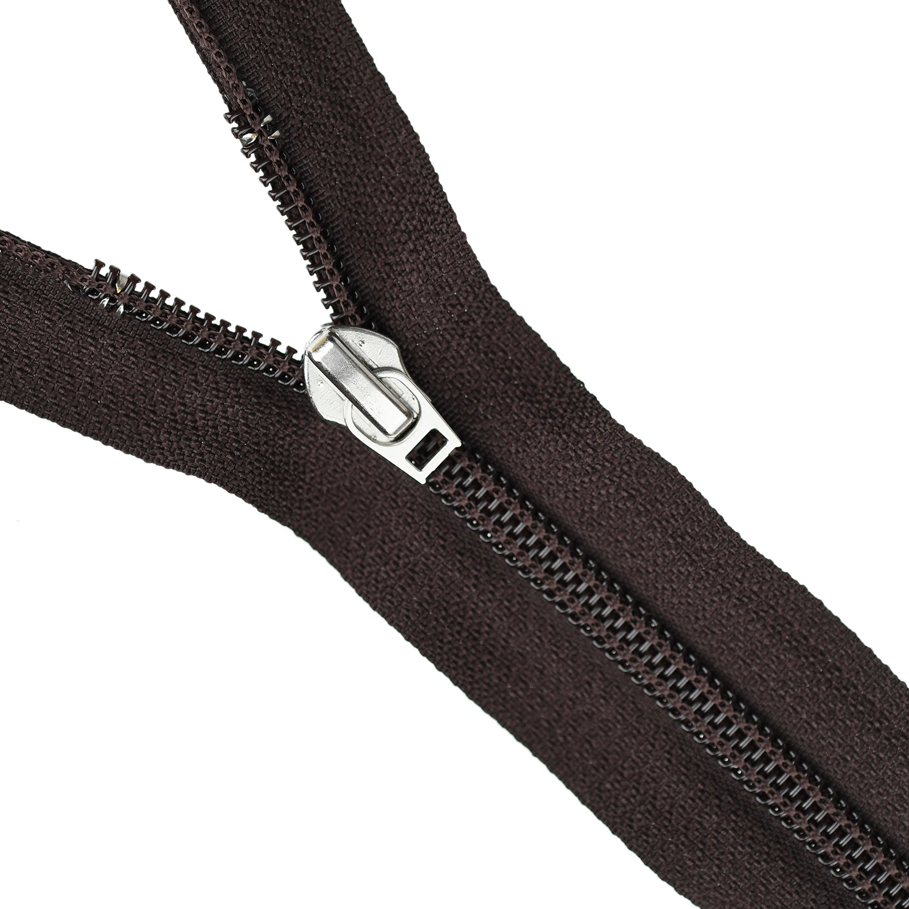 YKK NYLON CLOSED-END ZIP NO.5 WITH SILVER TAB SLIDER COL 570 BROWN ...