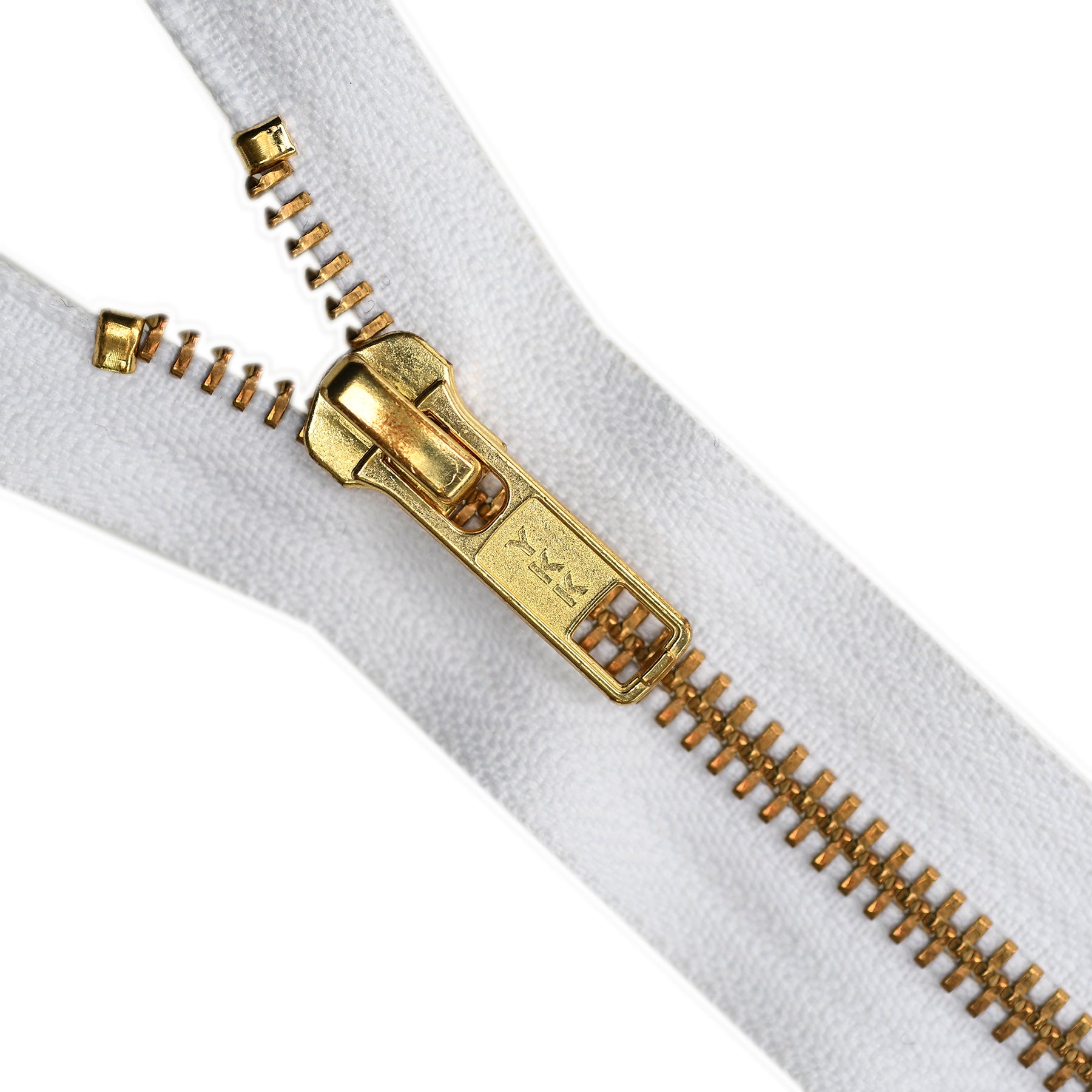YKK METAL CLOSED-END ZIP NO.5 GOLD COL 501 WHITE – JackStock Haberdashery