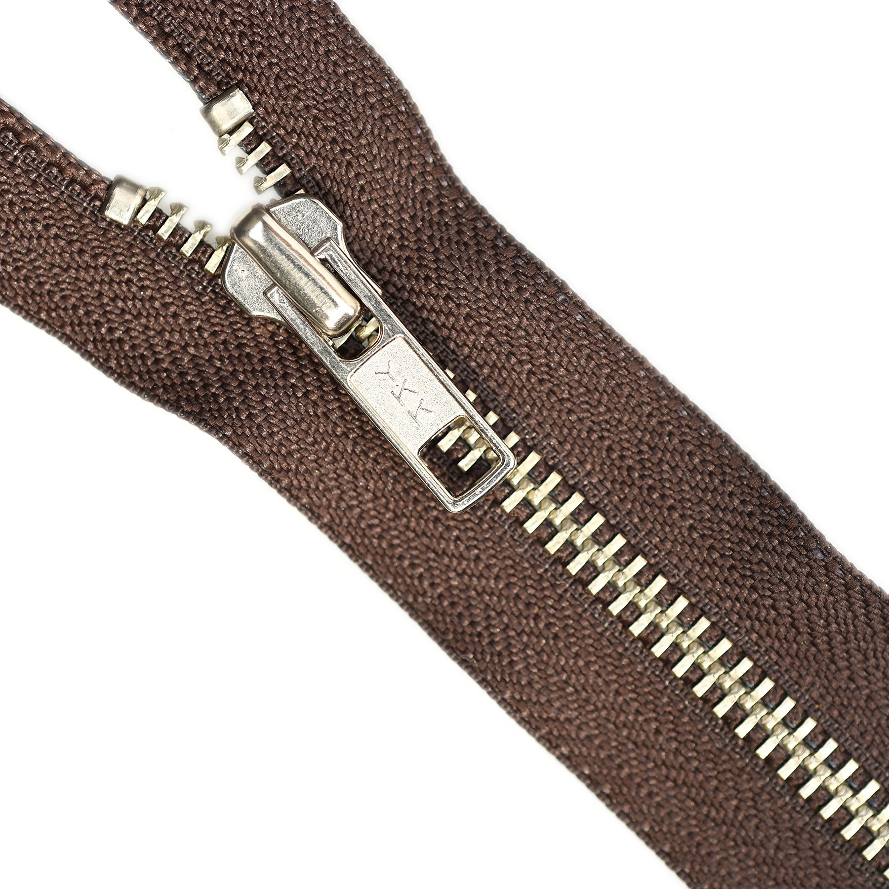YKK METAL CLOSED-END ZIP NO.5 NICKEL COL 570 BROWN – JackStock Haberdashery