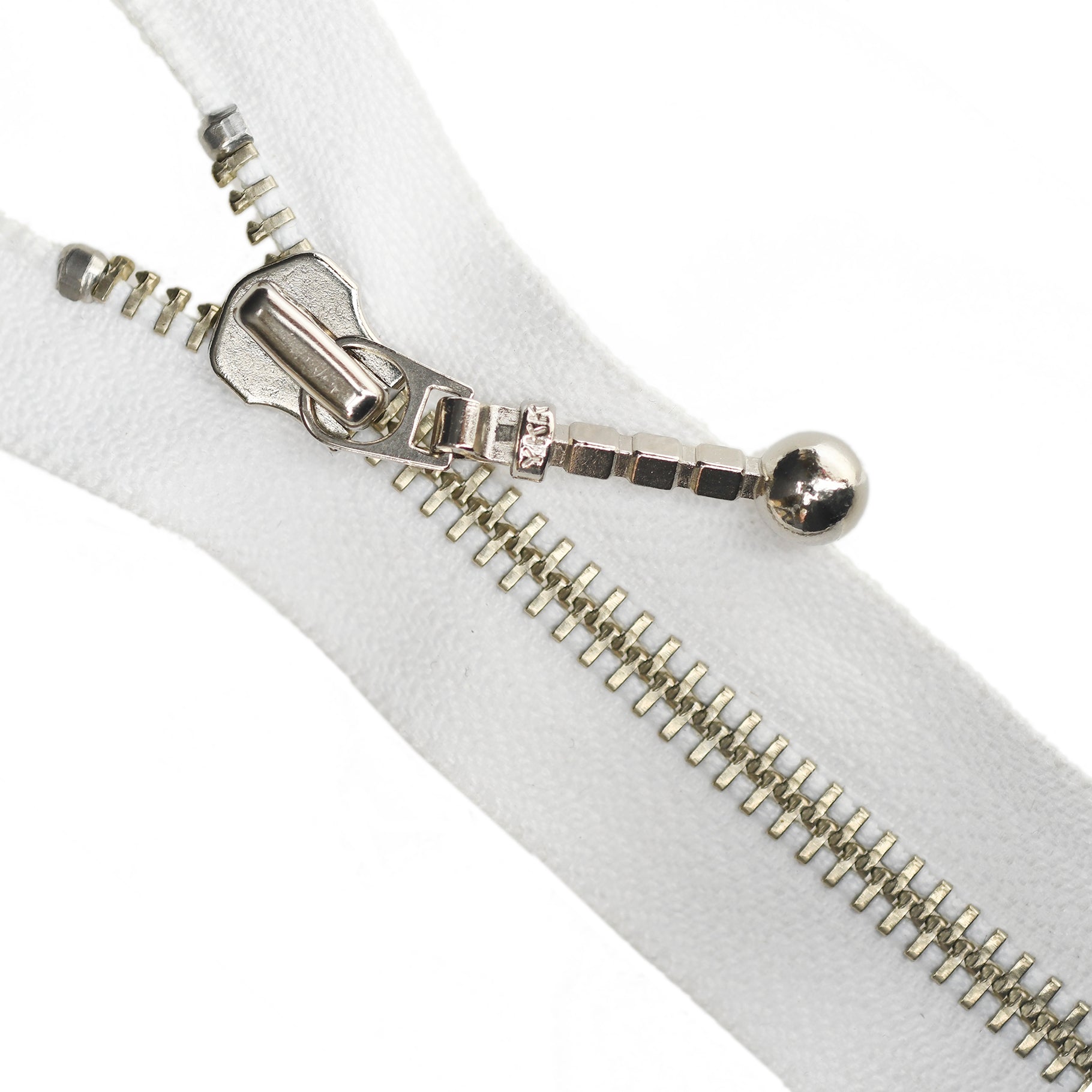 YKK METAL OPEN-END ZIP NO.5 NICKEL PENDULUM-PULL COL 501 WHITE ...