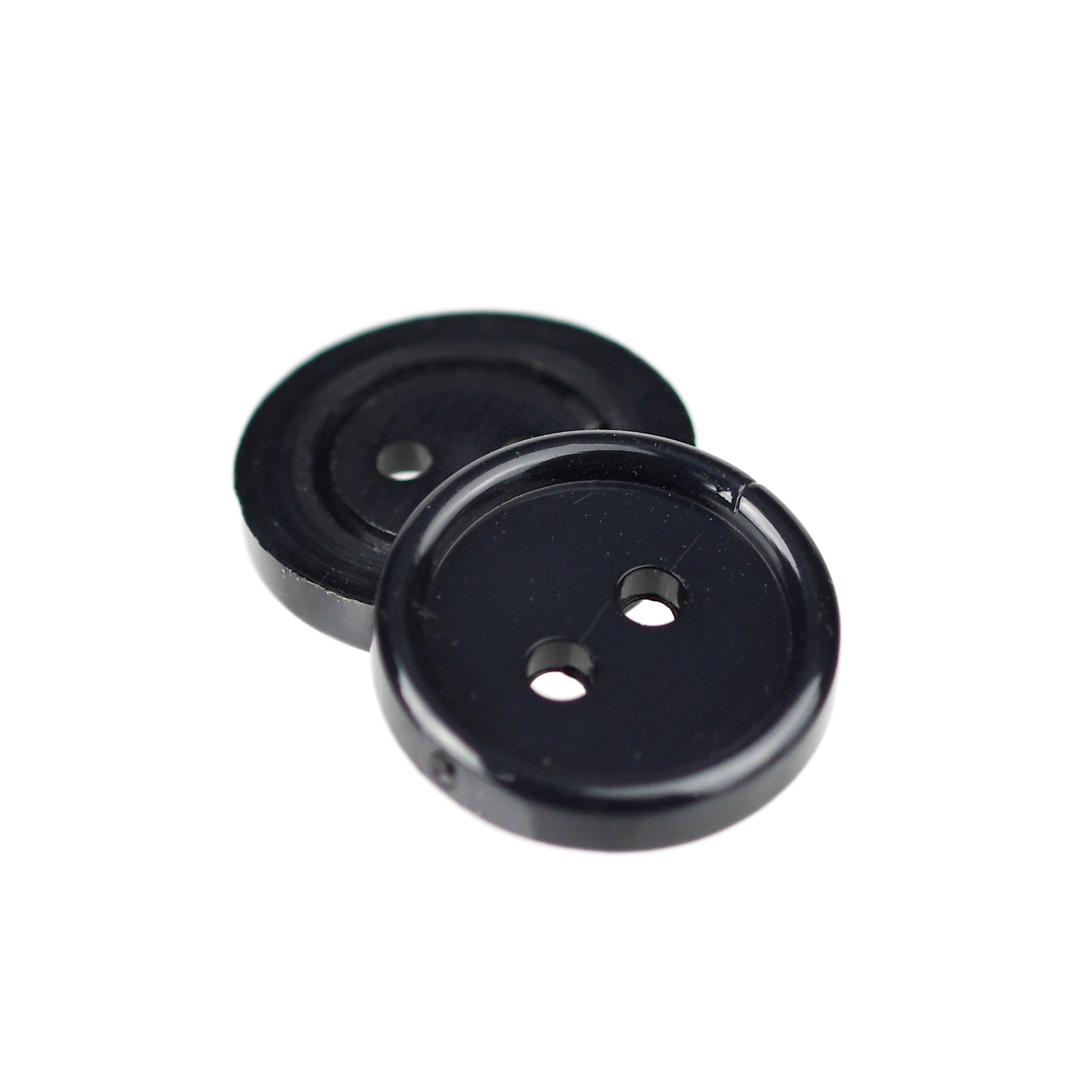 TWO-HOLE FLAT RIM BUTTON GLOSS BLACK – JackStock Haberdashery