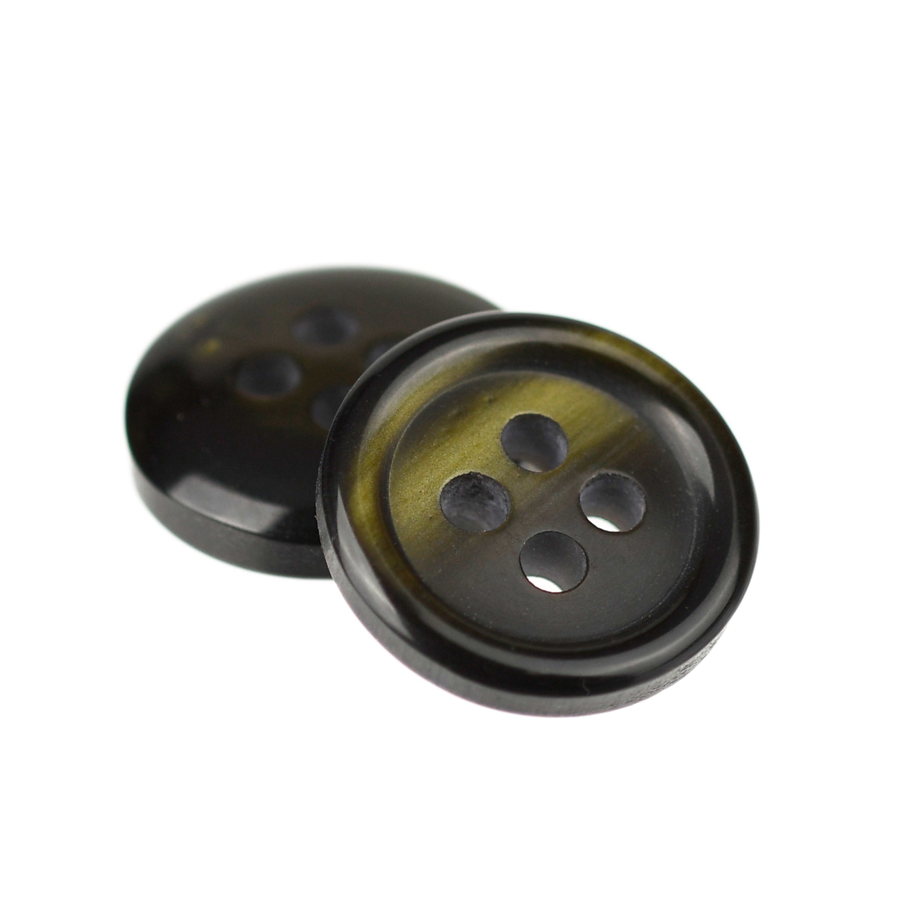 FOUR-HOLE GLOSSY RIM BUTTON PEARL DARK GREEN – JackStock Haberdashery